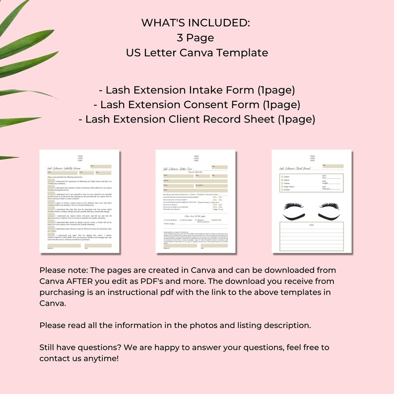 Editable Lash Extension Client Form Template I 3 Page Canva - Etsy