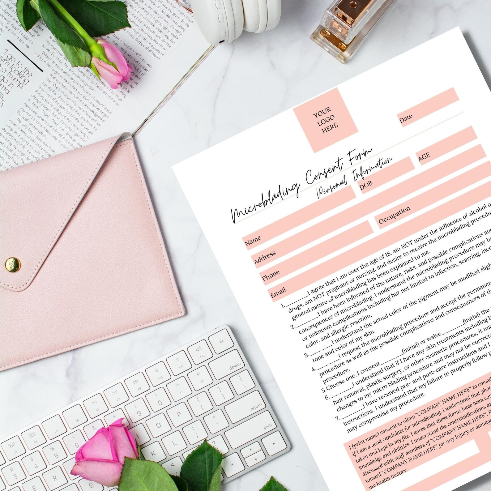 Microblading Consent Form DIY Editable Printable 1 Page Canva - Etsy