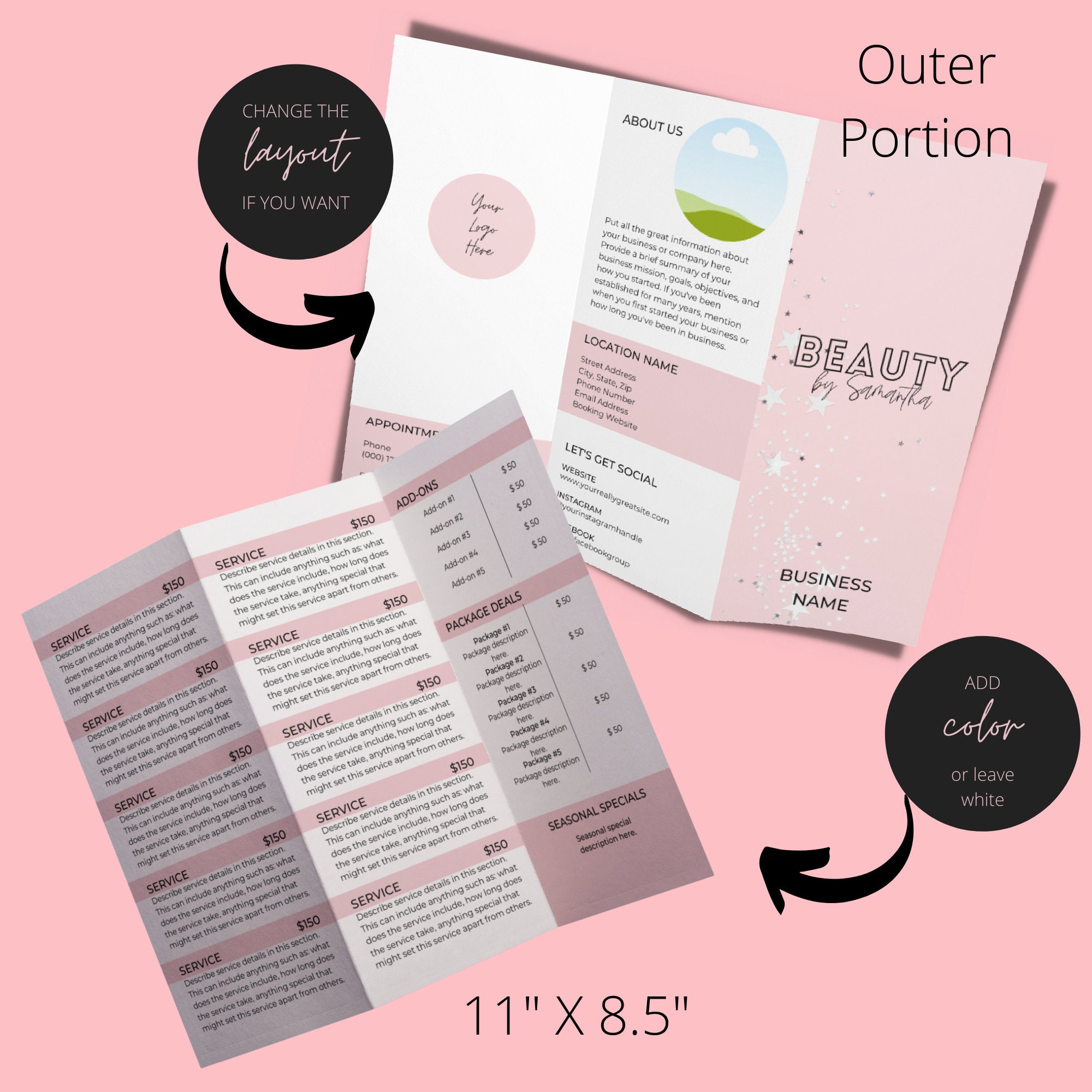 Editable Price List Template Tri-fold Pricing List Design | Etsy