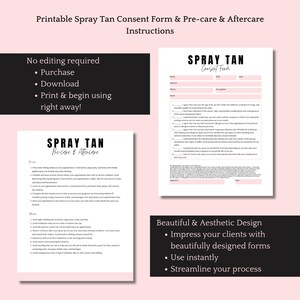 Editable Spray Tan Forms, Spray Tan Salon Business Forms, Spray Tan ...