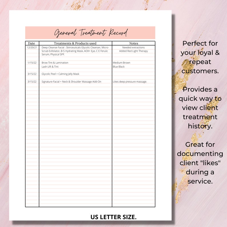 Client Treatment Record Form I Client Service Record I - Etsy