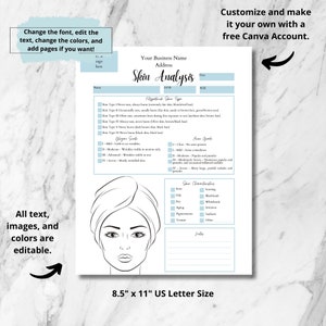 Skin Analysis Template Form, DIY Editable Printable Canva Template ...