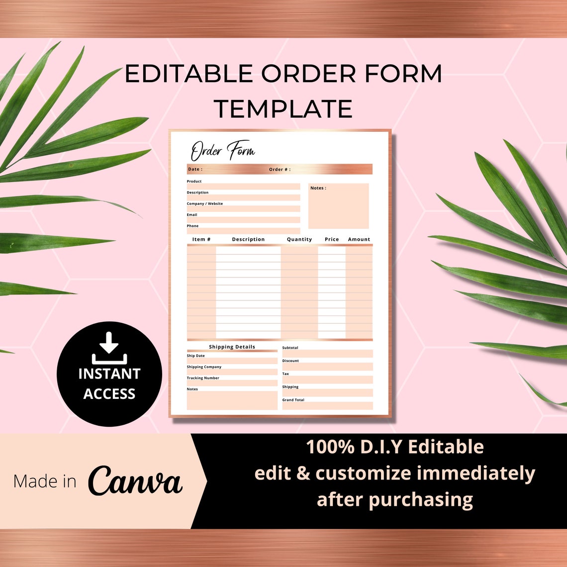 Editable Order Form Template I Custom Order Form Template I - Etsy