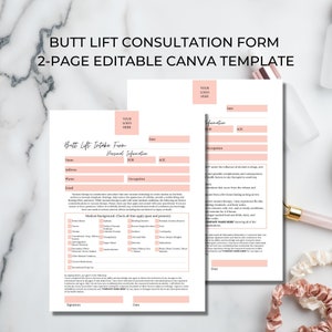 Butt Lift Intake and Consent Form, DIY Editable Printable Butt Lift ...