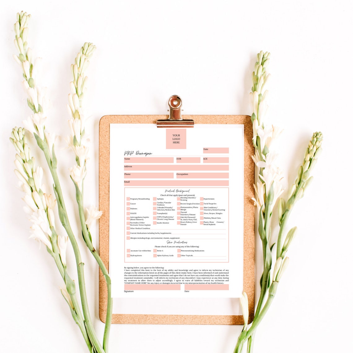 PRP Dermapen Intake Consent Aftercare Form I DIY Editable - Etsy Canada