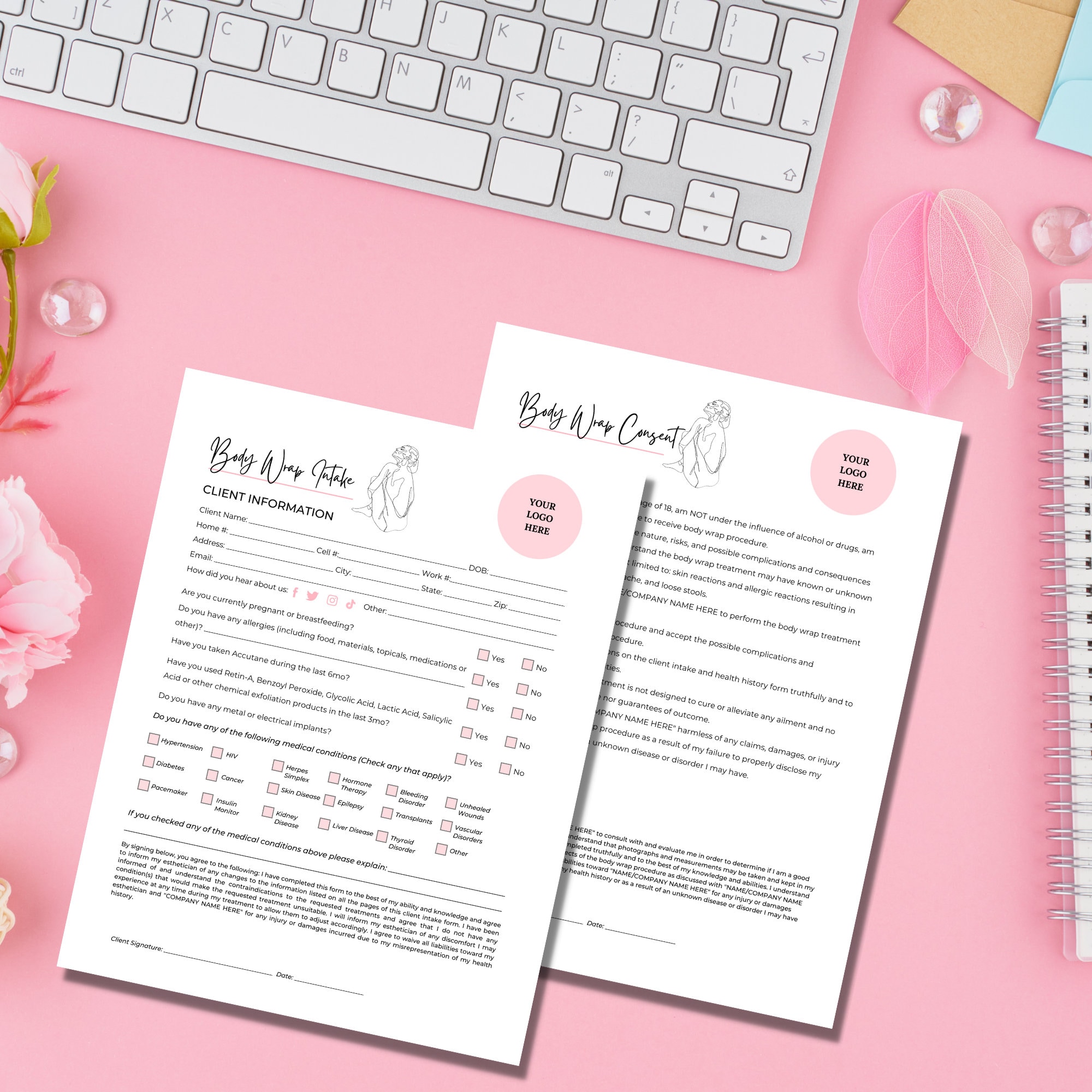 Body Wrap Intake and Consent Form DIY Editable Printable - Etsy