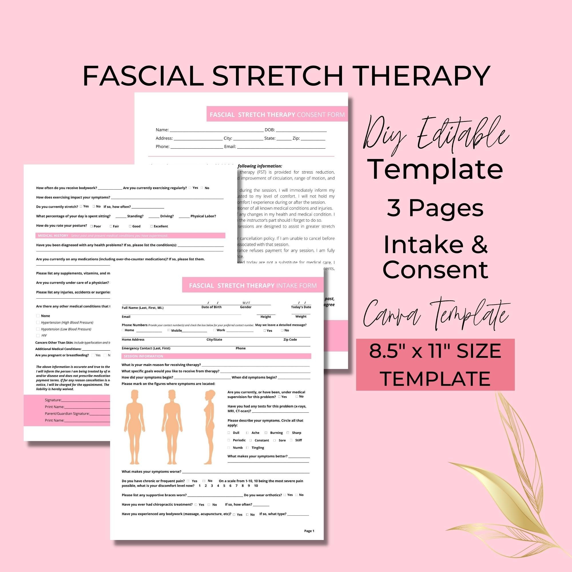 Fascial Stretch Therapy Intake and Consent Form Body Diagram - Etsy