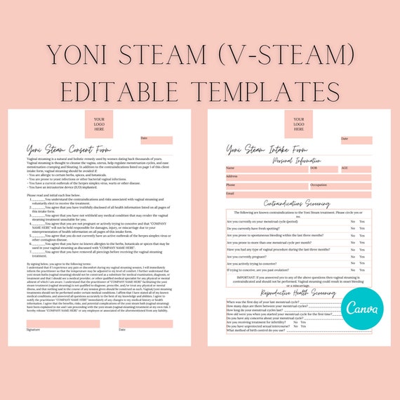 Yoni Steam Bath Intake and Consent Form Vaginal Steaming - Etsy