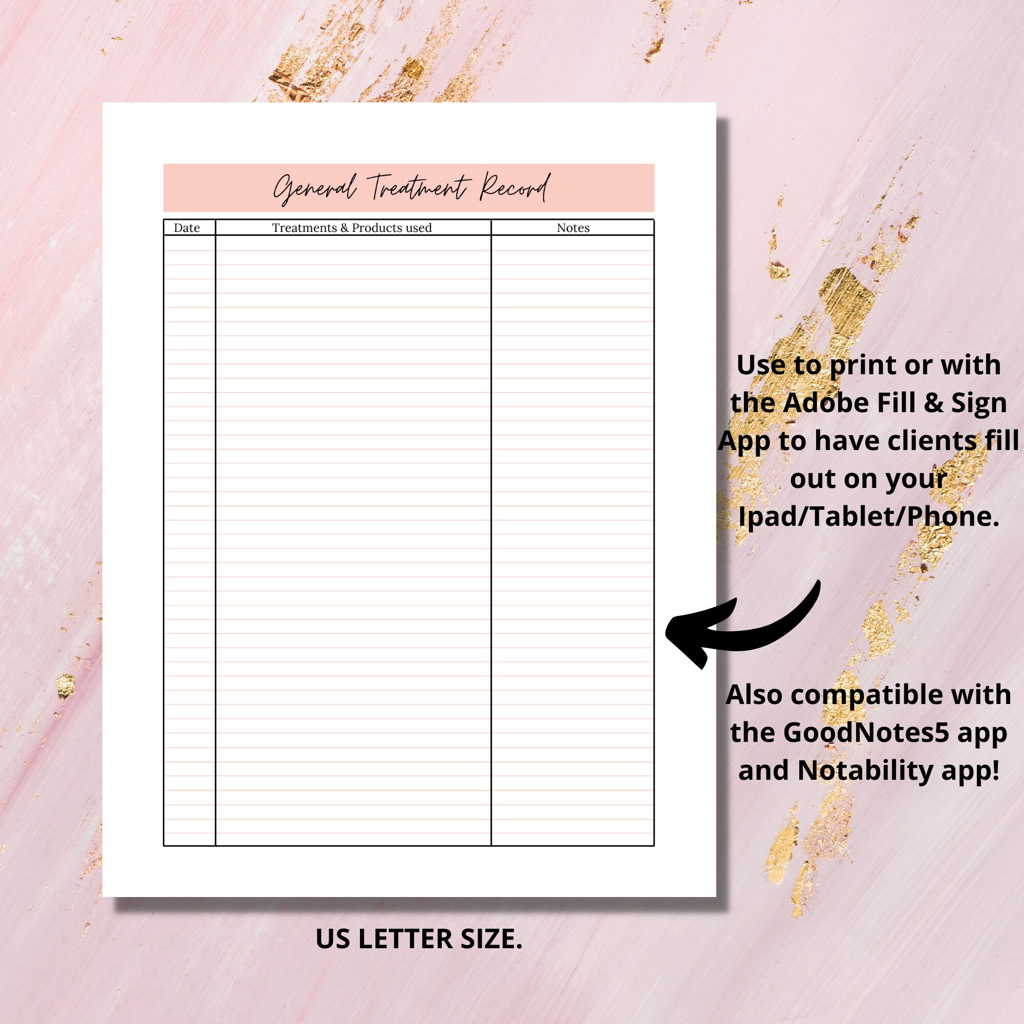 General Treatment Record Form Client Service Record - Etsy