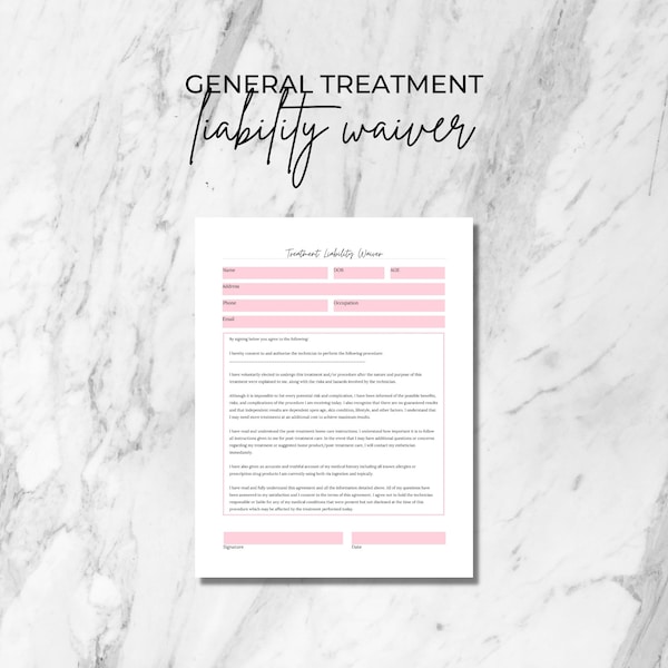 Waiver of Liability Form Esthetician - Etsy