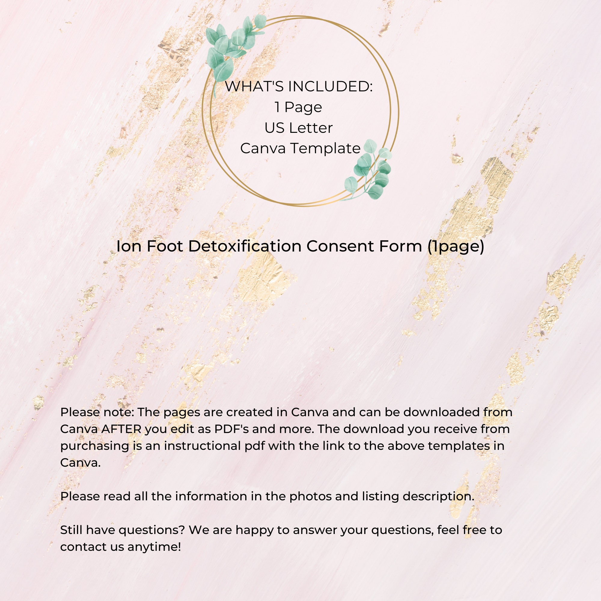 Ion Foot Detoxification Consent Form I DIY Editable 1 Page - Etsy Canada