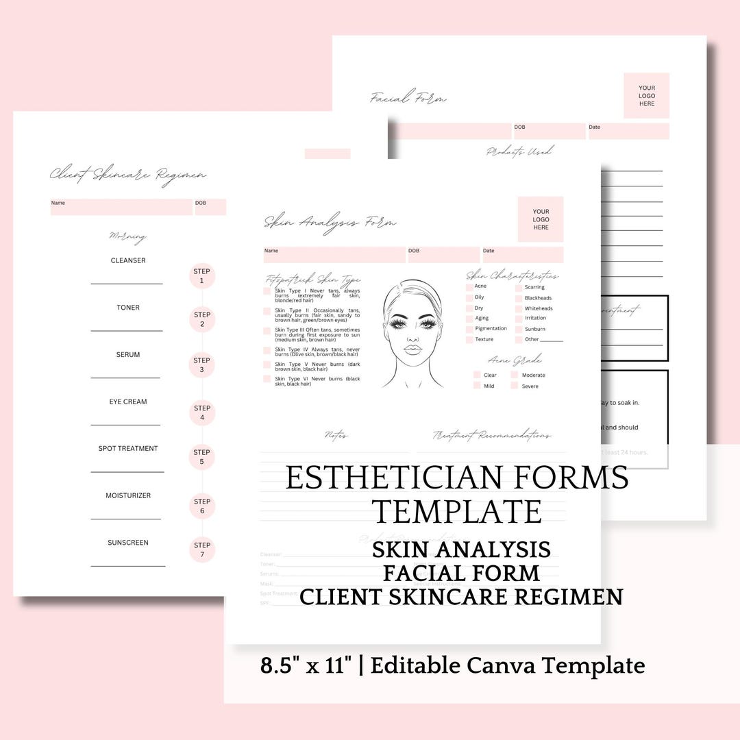 Editable Skin Analysis Form Template for Estheticians, Facial Form ...