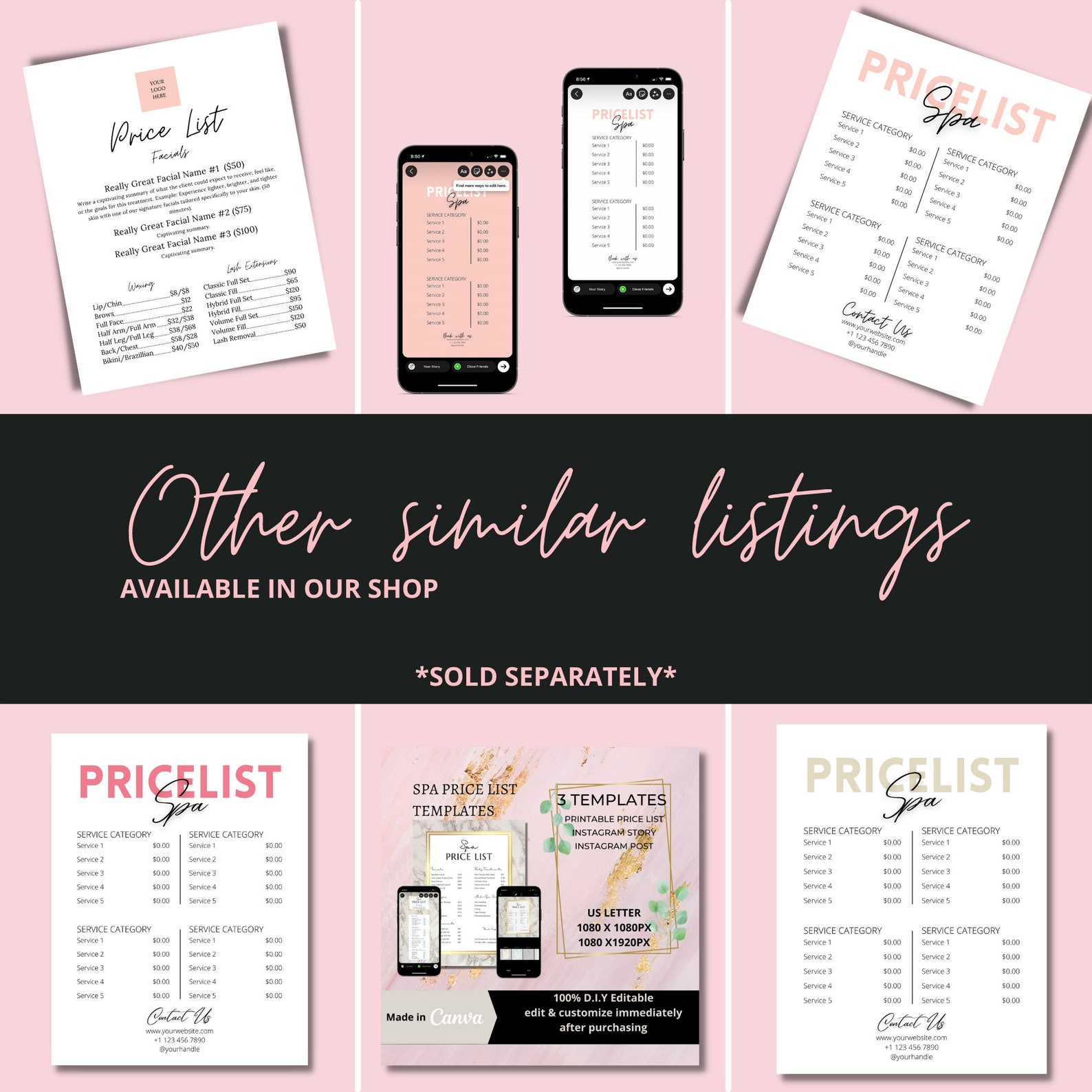 Editable Esthetician Price List Printable Menu Template Spa - Etsy