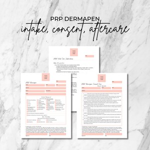 PRP Dermapen Intake Consent Aftercare Form I DIY Editable Printable ...