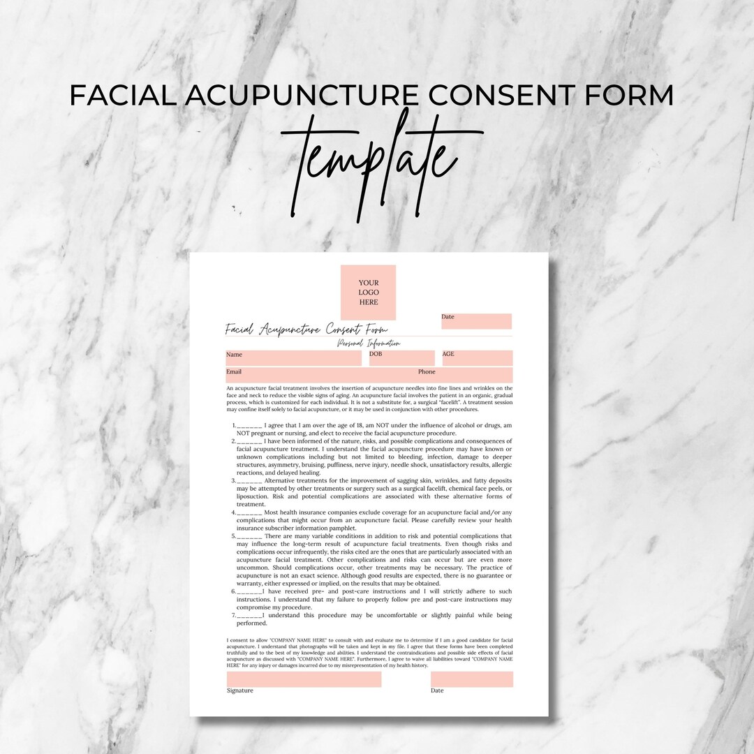 Facial Acupuncture Consent Form, Editable Canva Template - Etsy