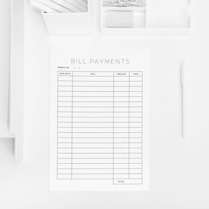 Bill Payment Printable Printable Bill Payment PDF Expense - Etsy