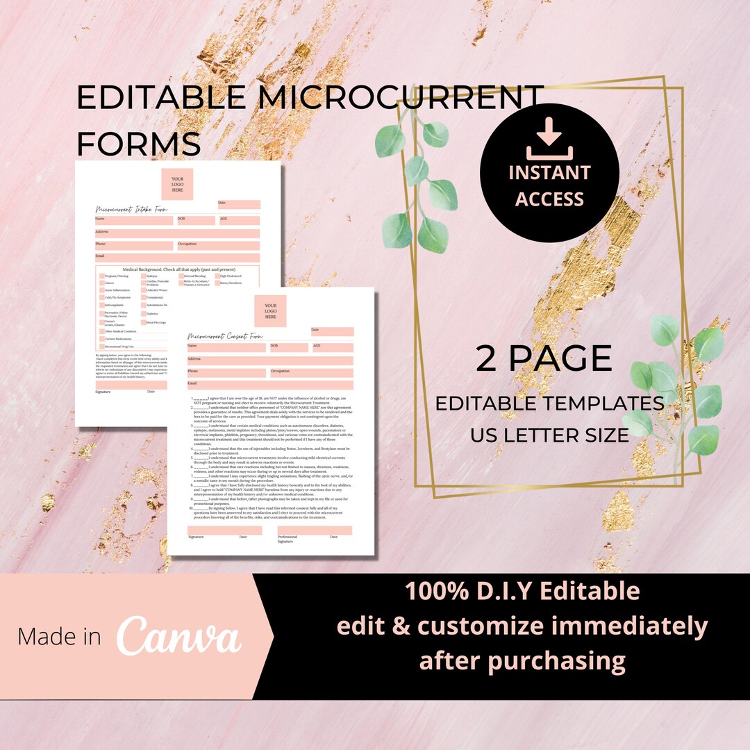 Editable Microcurrent Intake and Consent Form Template I Skin ...