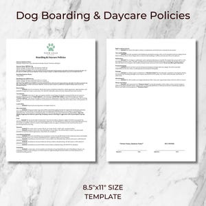 Dog Boarding Daycare Intake Form and Contract Agreement, Policies ...