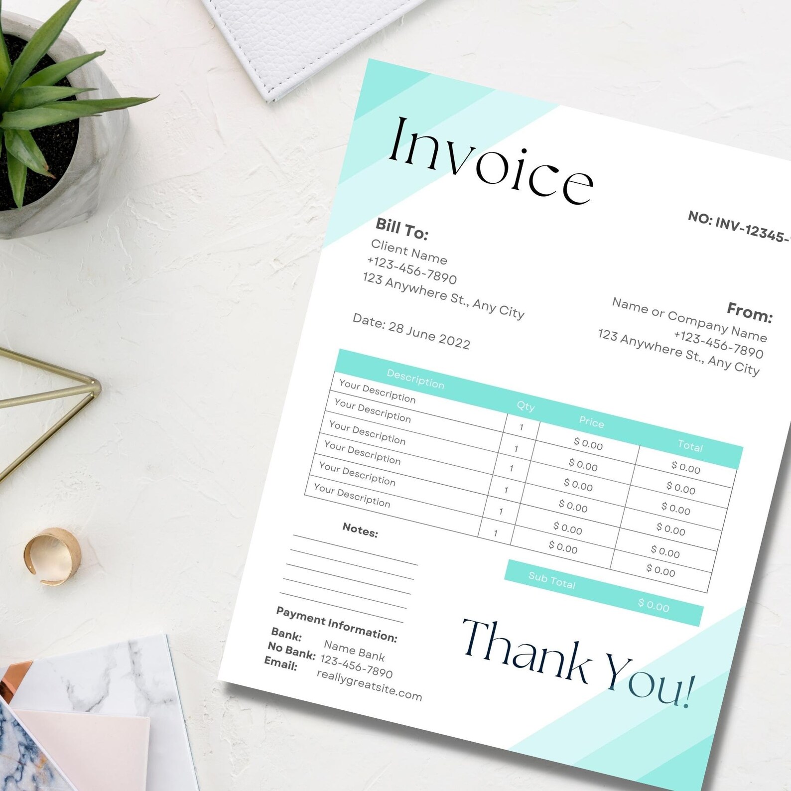 Editable Invoice Form Template Small Business Invoice Form - Etsy