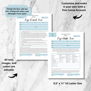 Cryotherapy Intake and Consent Form, Editable Canva Template (DIY ...