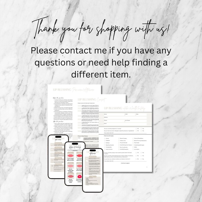 Lip Blush Forms, Consent & Aftercare, PMU Template (canva Editable) - Etsy