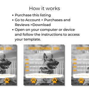 Dog Training Flyer Template, Dog Trainer Flyer, Professional Dog ...