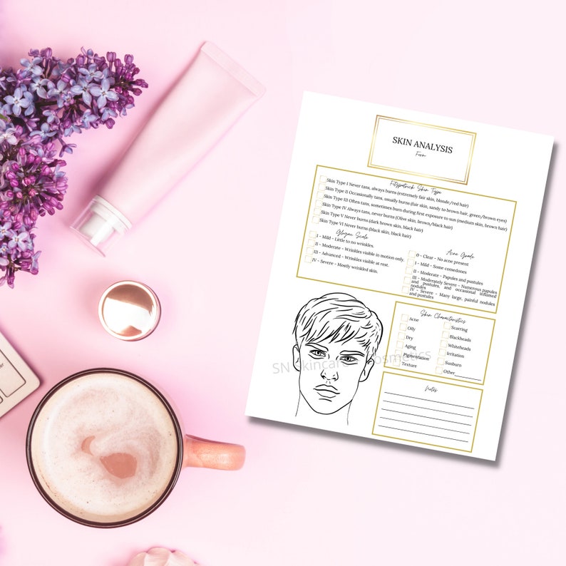 Skin Analysis Template Forms I Male Female Face Charts I DIY | Etsy