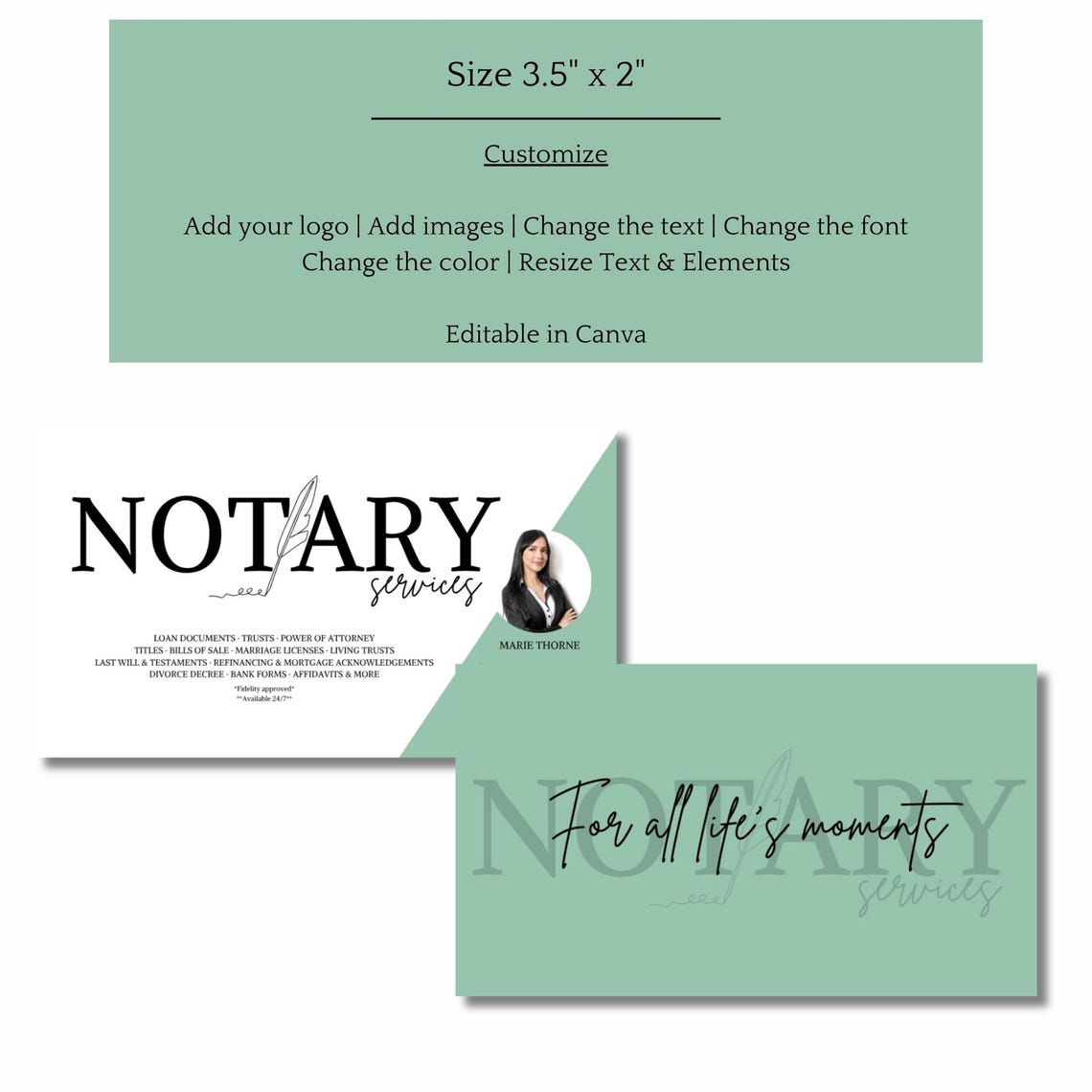 Editable Notary Business Card Template, Mobile Notary Design (canva) - Etsy