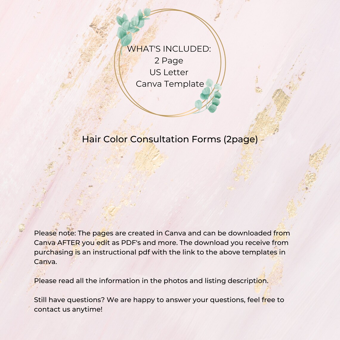 Editable Hair Color Consultation Form Template I Pink I Forms | Etsy