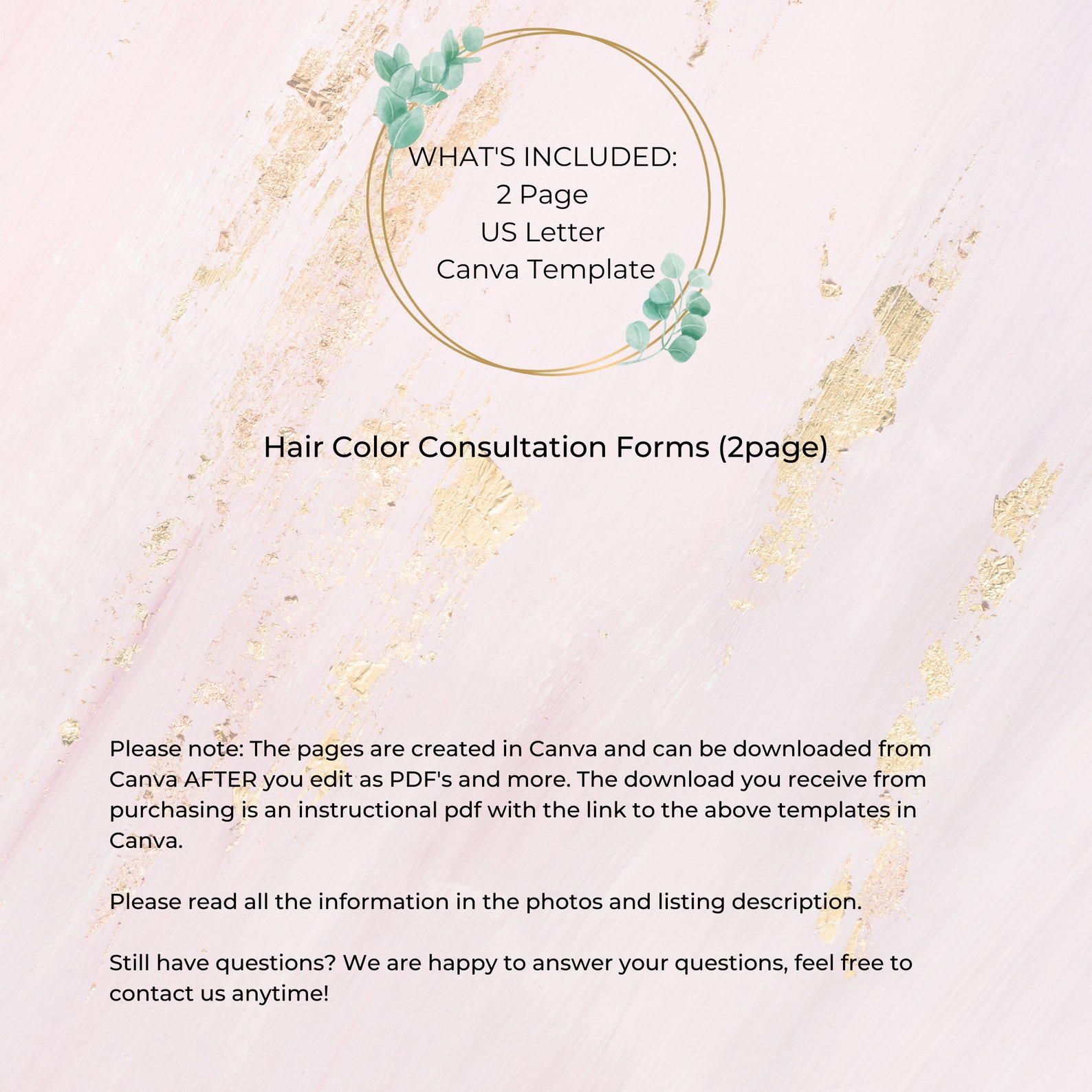 Editable Hair Color Consultation Form Template I Pink I Forms - Etsy