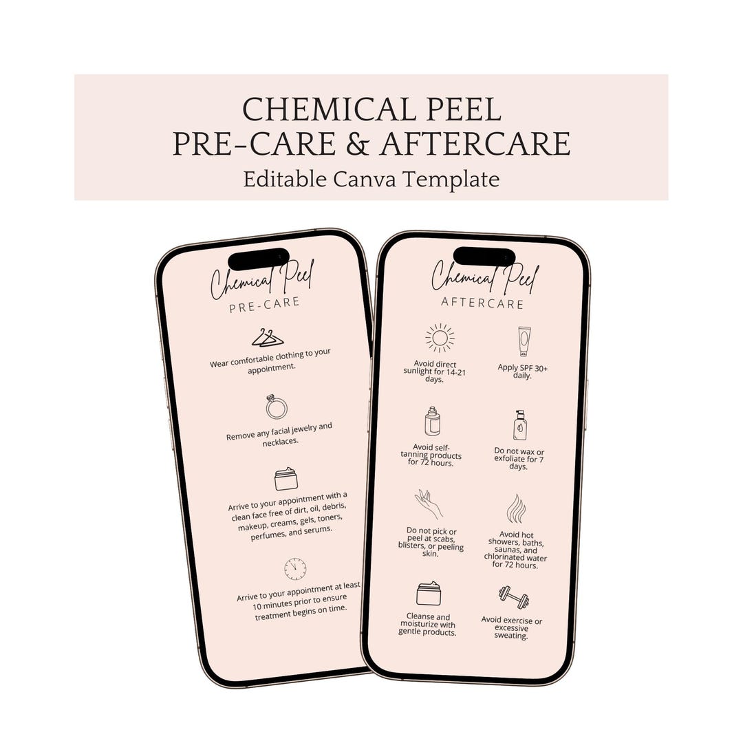 Chemical Peel Pre-care Chemical Peel Aftercare Editable Esthetician ...
