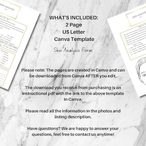 Skin Analysis Template Forms I Male Female Face Charts I DIY Editable ...