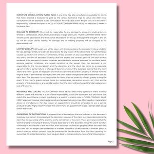 Event Decorating Services Contract Template, Editable DIY, 4 Page Canva ...