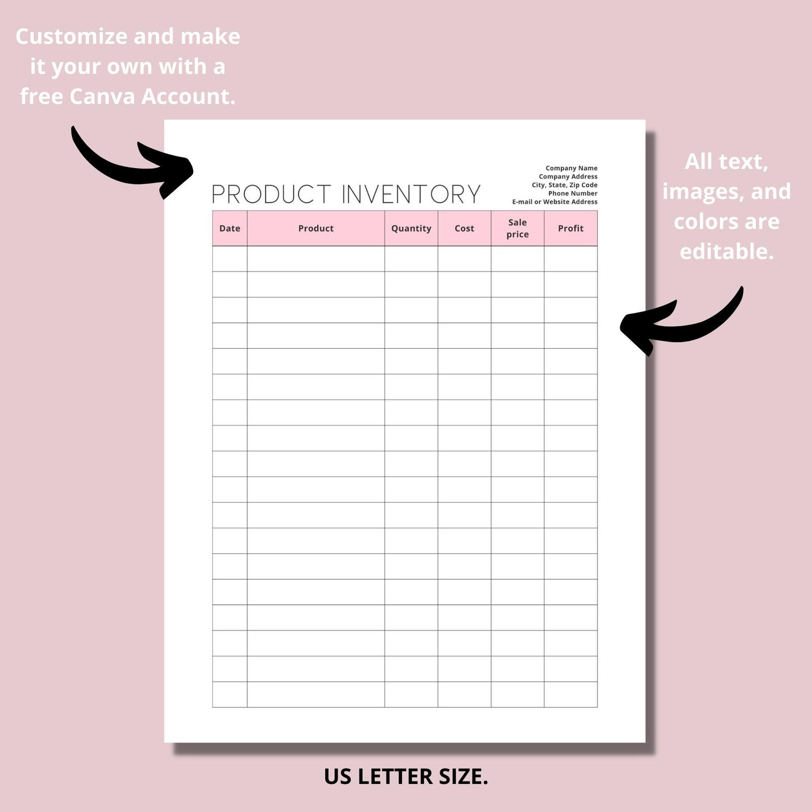 Editable Inventory Management Form, Inventory Tracker PDF, Product ...