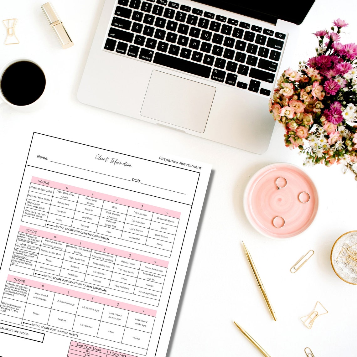 Fitzpatrick's Skin Type Questionnaire Form Printable PDF - Etsy