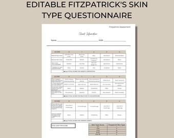 Fitzpatrick Questionnaire - Etsy