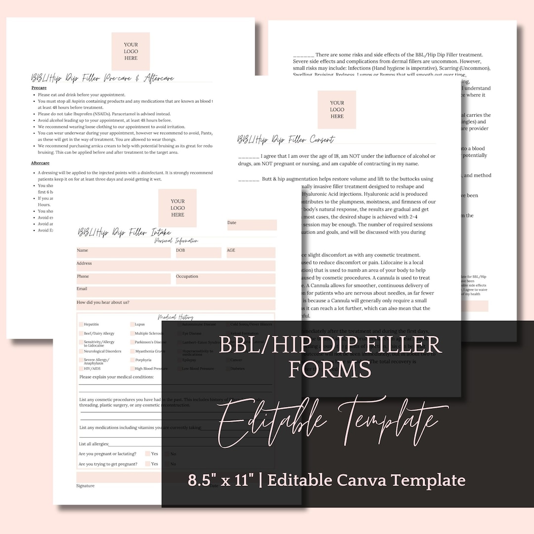 BBL Hip Dip Filler Forms, Med Spa Consent, Canva Template - Etsy UK