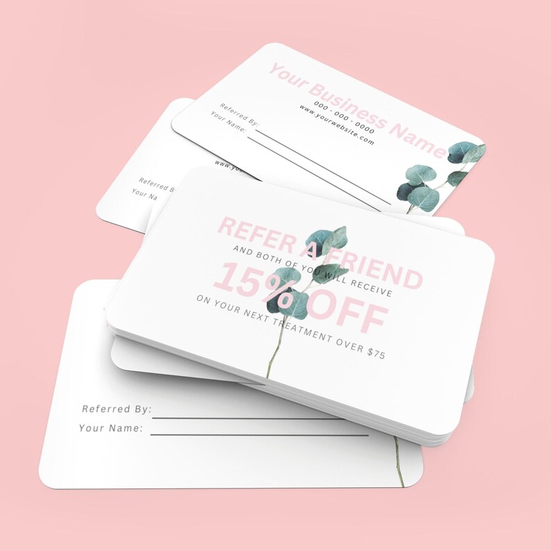 Editable Client Referral Card Feminine Refer a Friend - Etsy