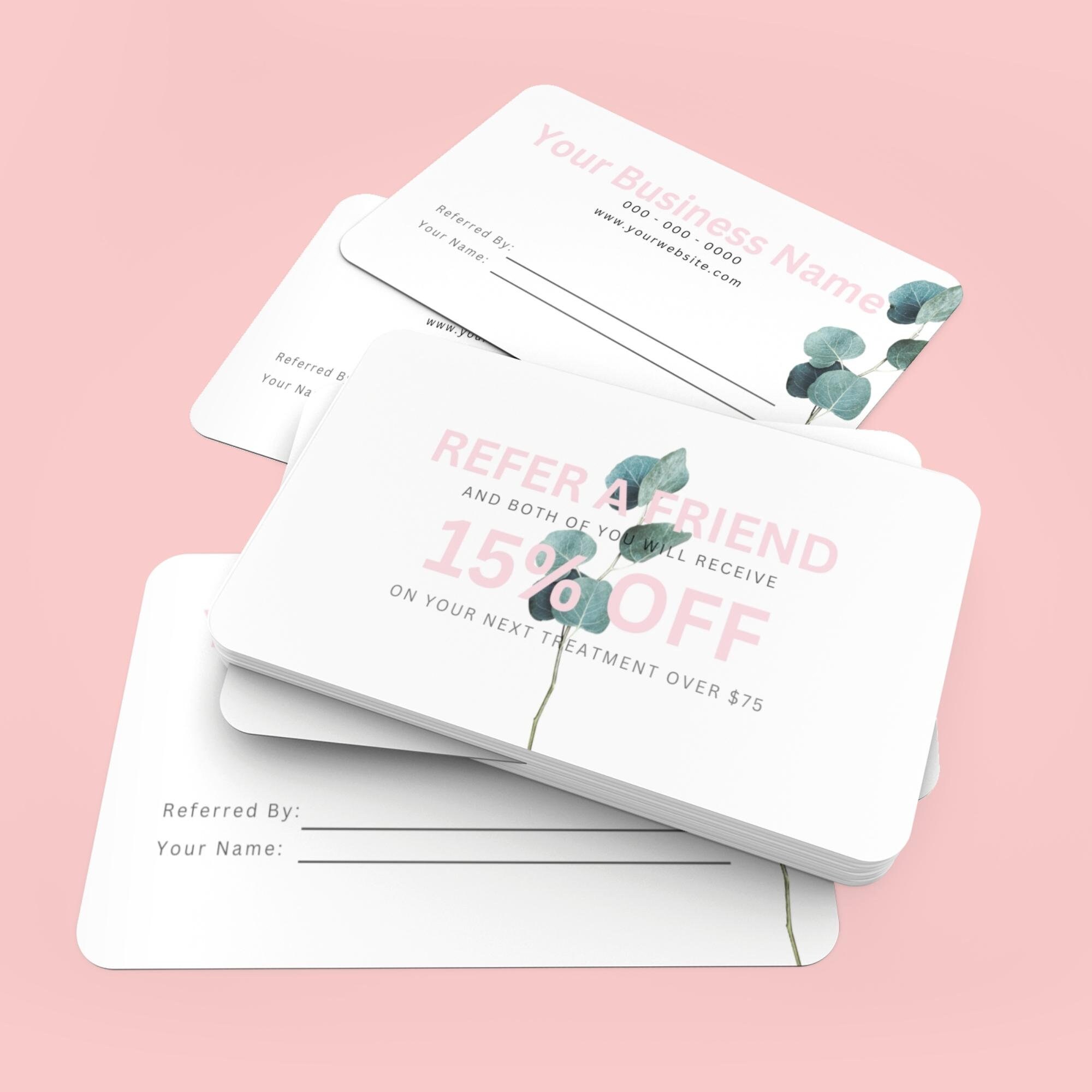 Editable Client Referral Card Feminine Refer a Friend - Etsy
