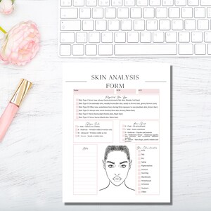 Printable Skin Analysis Form, Facial Treatment Notes Form, Esthetician ...