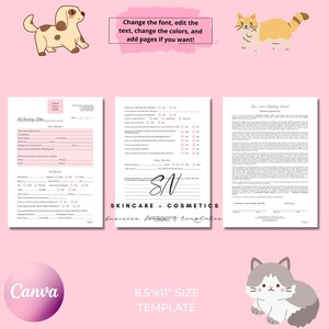Pet Boarding Intake Form and Contract Agreement, DIY Editable Printable ...