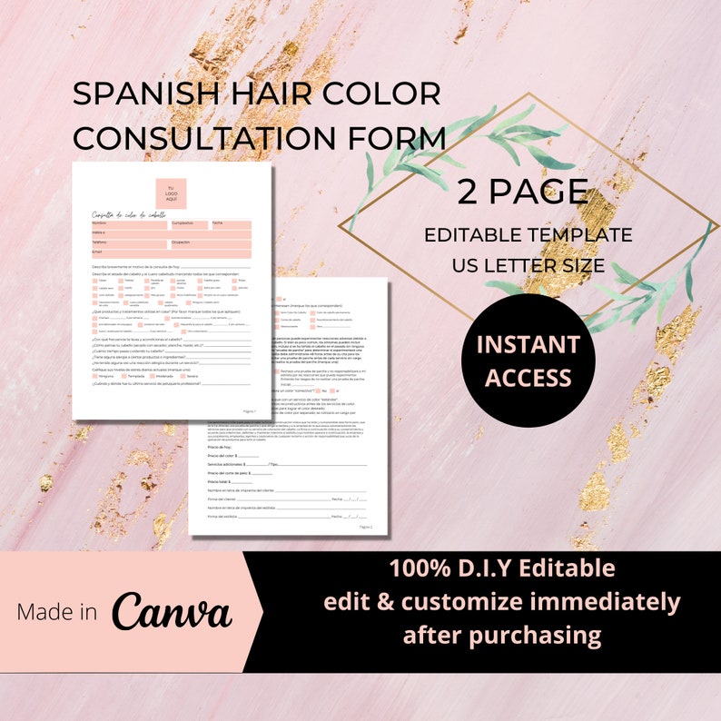 Spanish Hair Color Consultation Form I DIY Editable Printable - Etsy