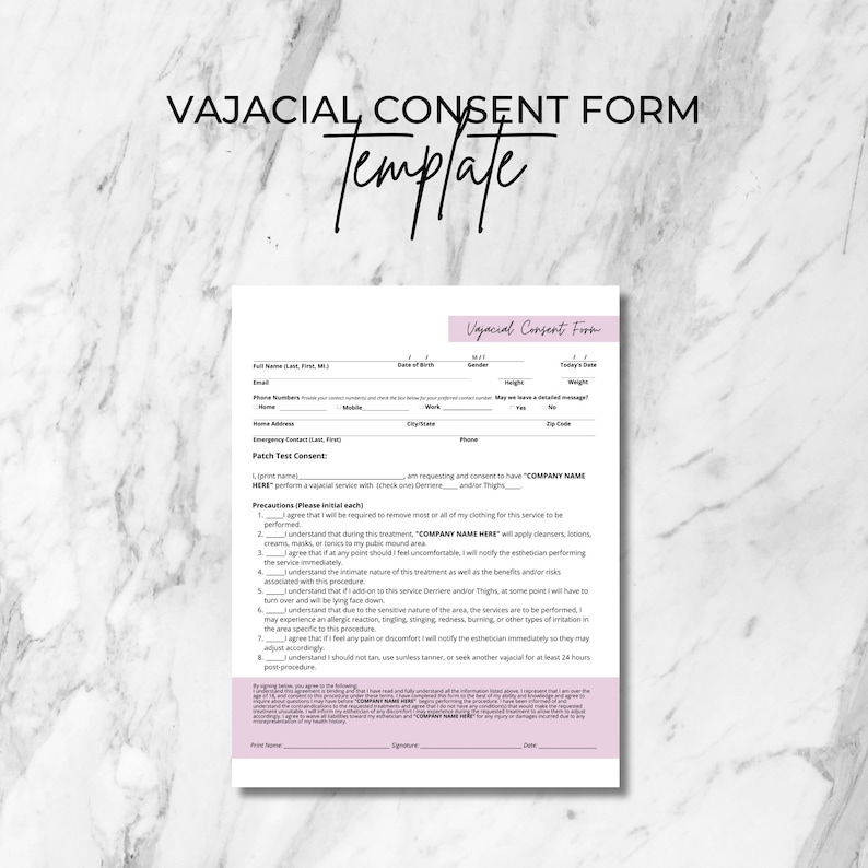 Vajacial Consent Form Template, Intimate Skincare (canva Editable) - Etsy