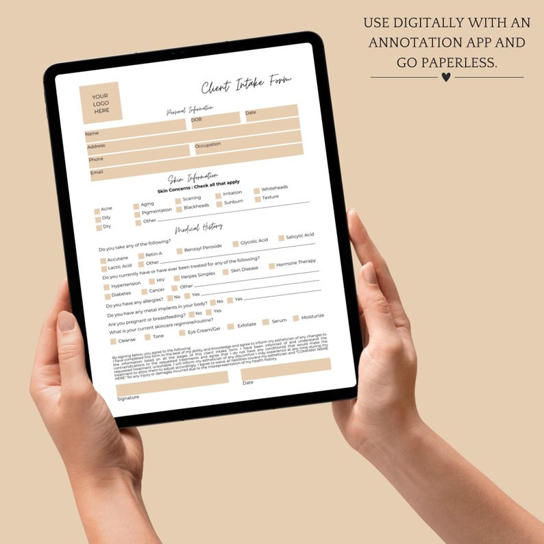 Esthetician Client Intake Form Template (editable in Canva) - Etsy