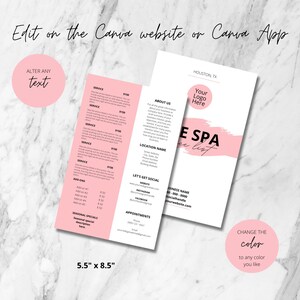 Editable Esthetician Price List Menu Template, Day Spa Price List Menu ...
