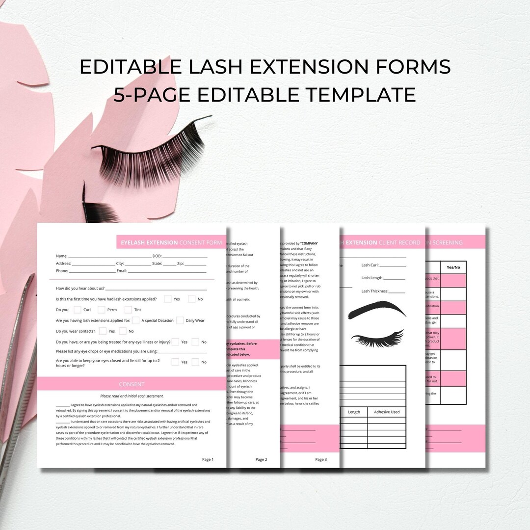 Eyelash Extension Consent Forms, Client Mapping Record Form, DIY ...
