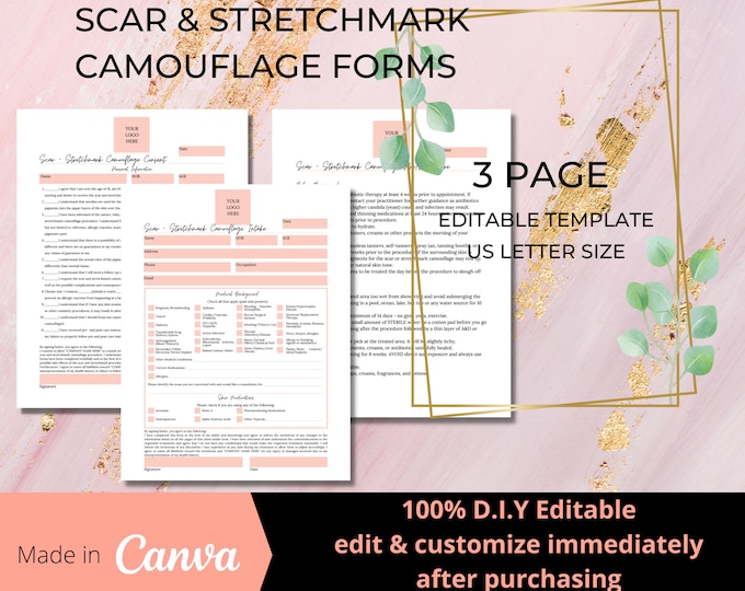 Editable Scar & Stretch Mark Camouflage Forms in English and Spanish ...