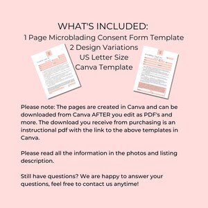 Microblading Consent Form, DIY Editable Printable 1 Page Canva Template ...