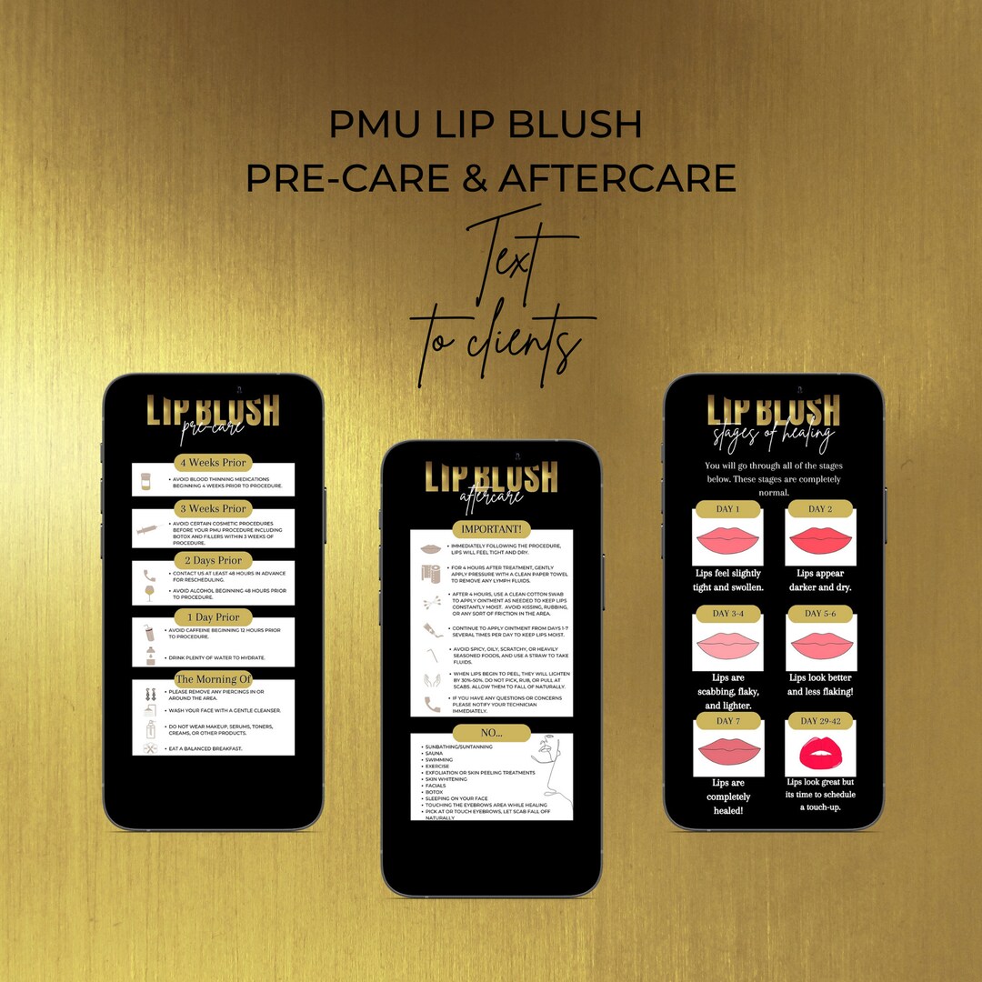 PMU Lip Blushing Aftercare, PMU Lip Blush Pre-care, Permanent Makeup ...
