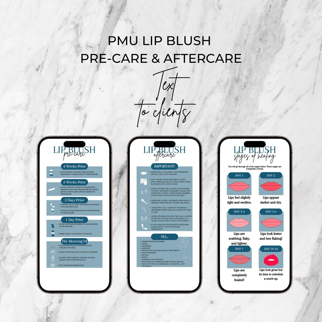 PMU Lip Blushing Aftercare, PMU Lip Blush Pre-care, Permanent Makeup ...